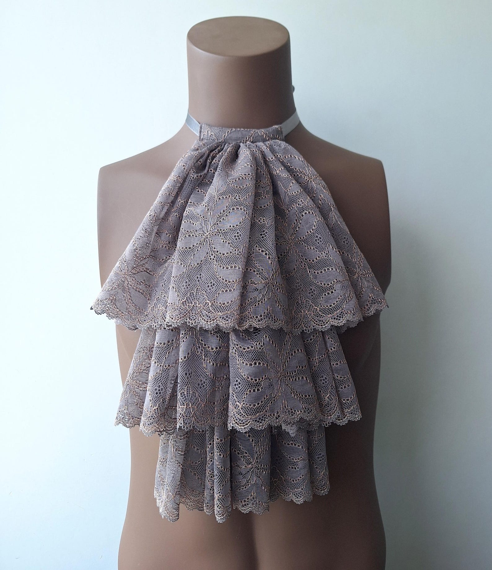 Gray Lace Jabot, Vampire Cosplay, Pirate Cosplay, Steampunk Wedding ...