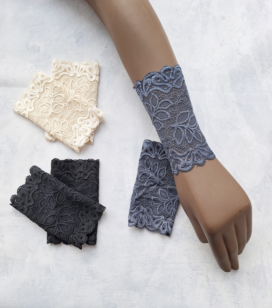 Lace Wrist Cuff: Gray, Black, Beige Tattoo Cover up (one Pair) - Etsy