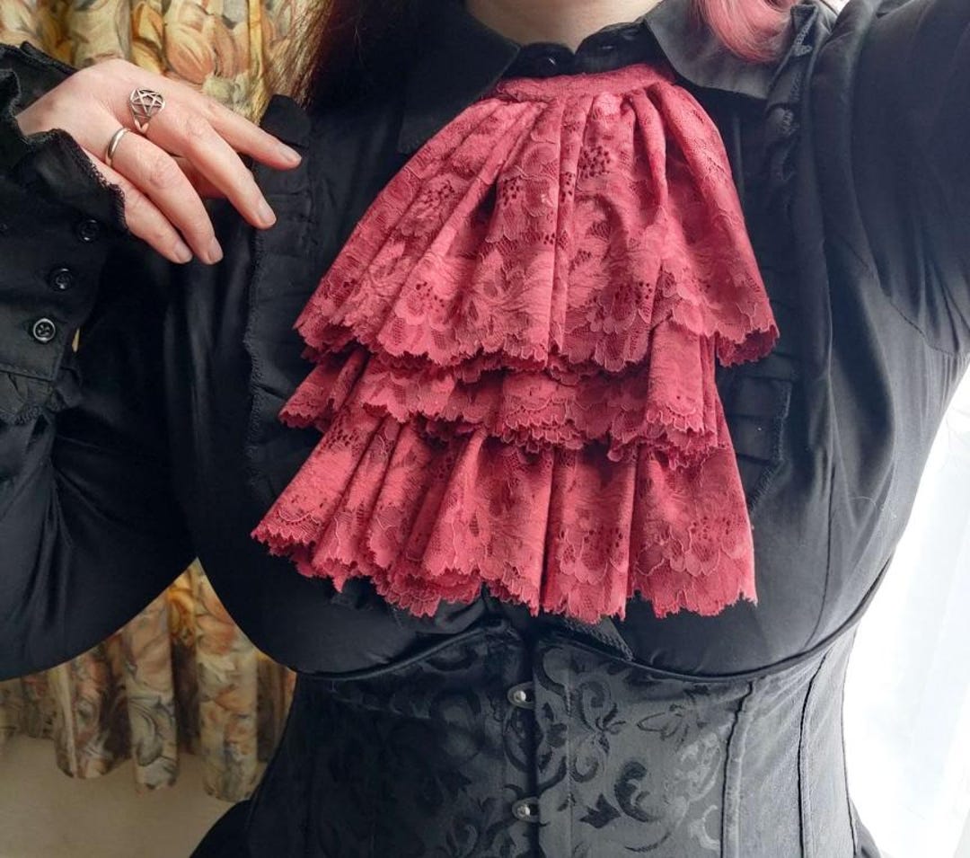 Red Brown Lace Jabot, Vampire Cosplay, Pirate Cosplay, Steampunk ...
