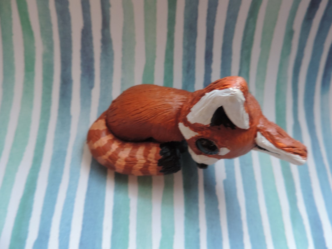 Polymer clay red panda figurine | Etsy