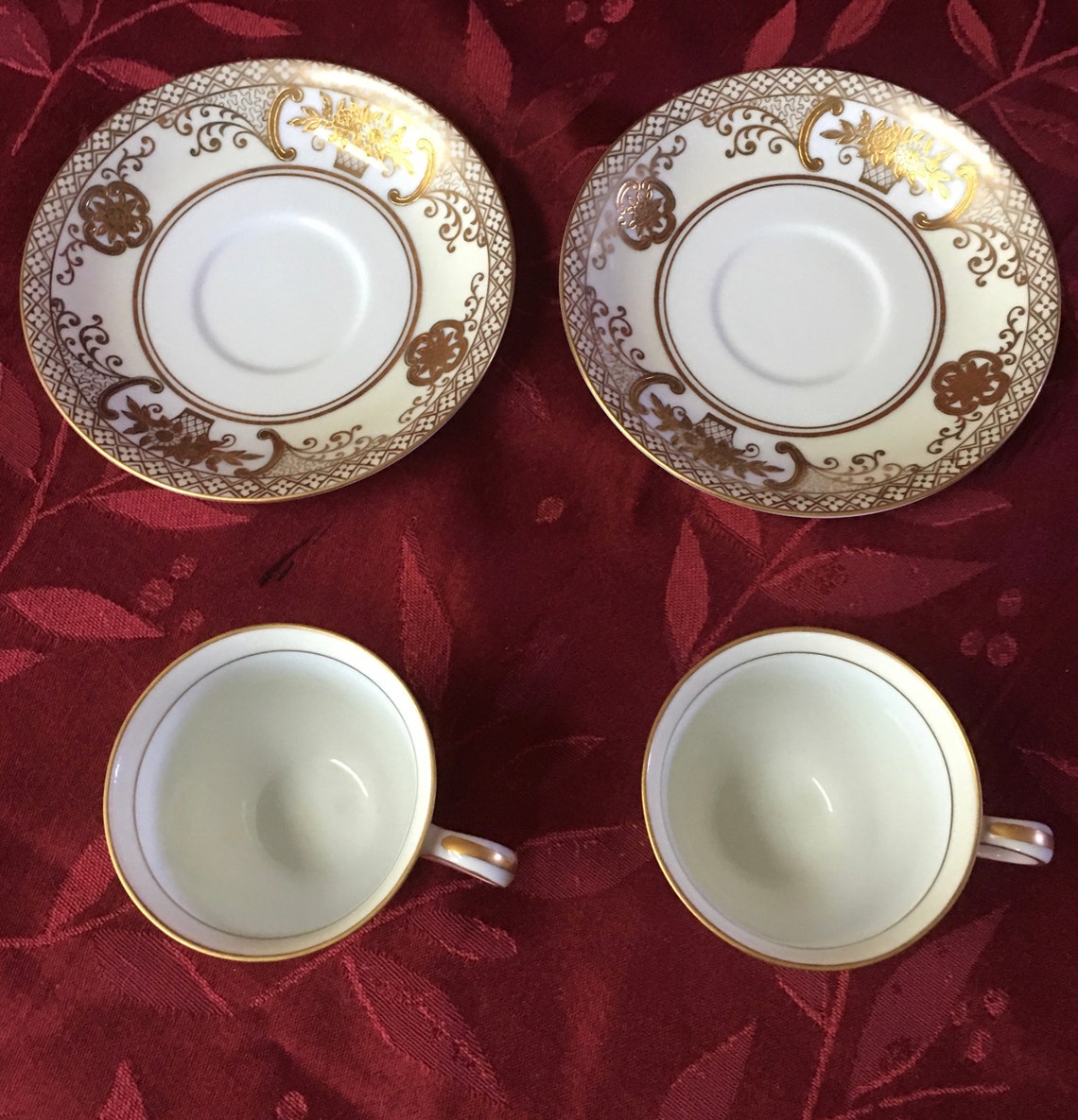 Noritake Gold Flower Basket Pattern 5567 Two Demitasses With Saucers ...