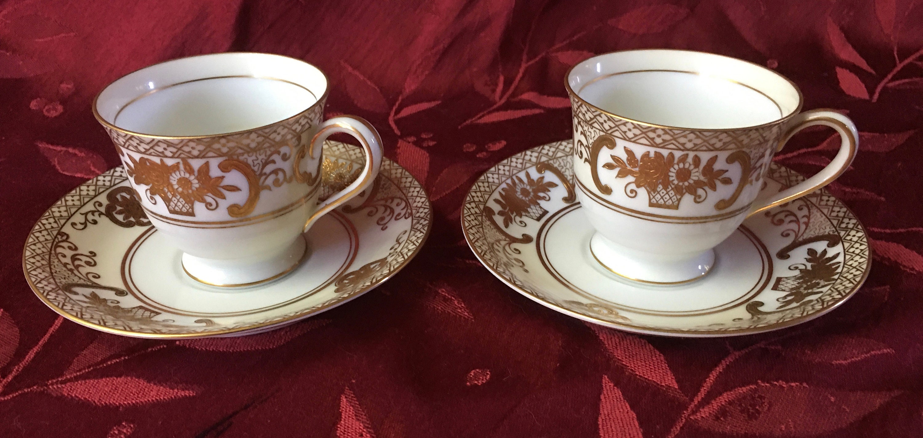 Noritake Gold Flower Basket Pattern 5567 Two Demitasses With Saucers ...