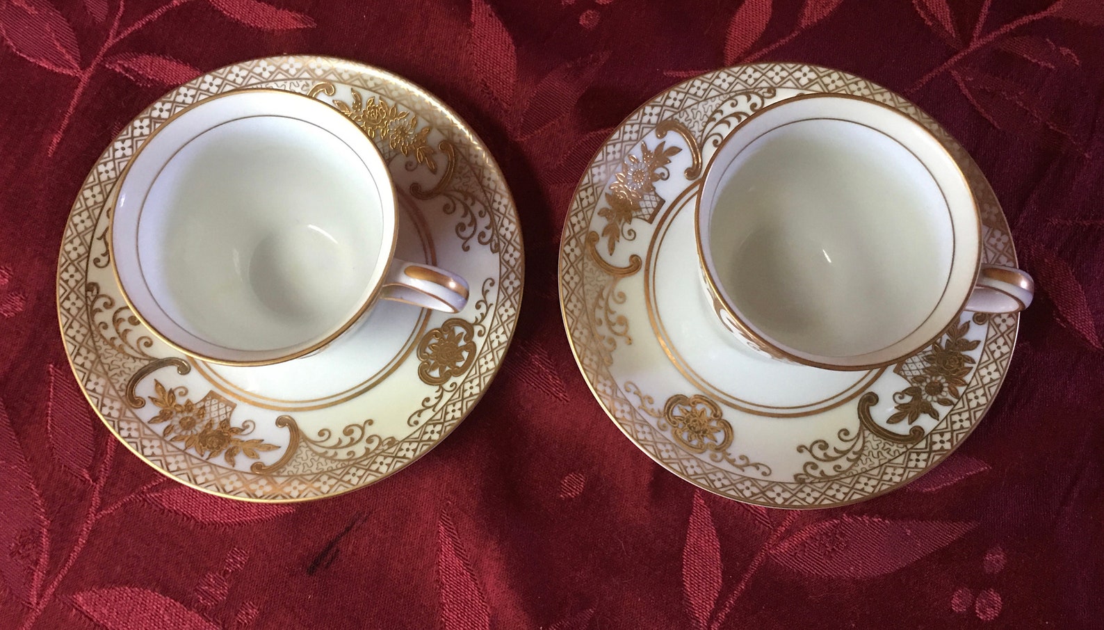 Noritake Gold Flower Basket Pattern 5567 Two Demitasses With Saucers ...