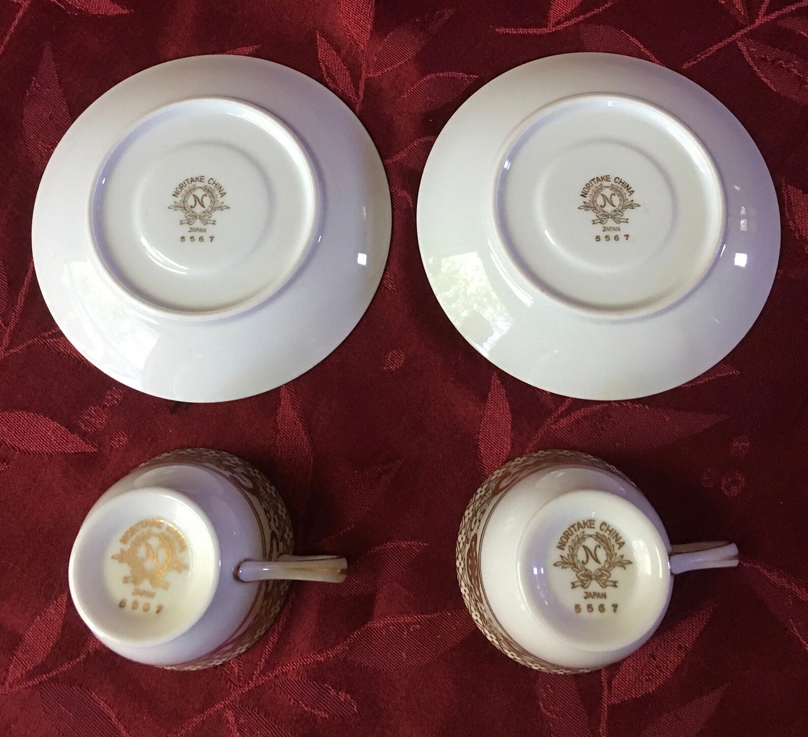 Noritake Gold Flower Basket Pattern 5567 Two Demitasses With Saucers ...