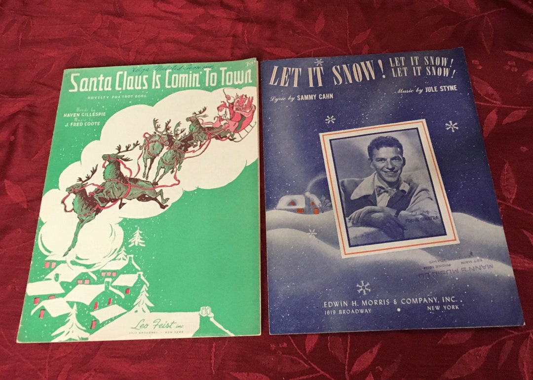 Vintage Let It Snow 1945 + Santa Claus is Coming to Town 1934 Sheet ...