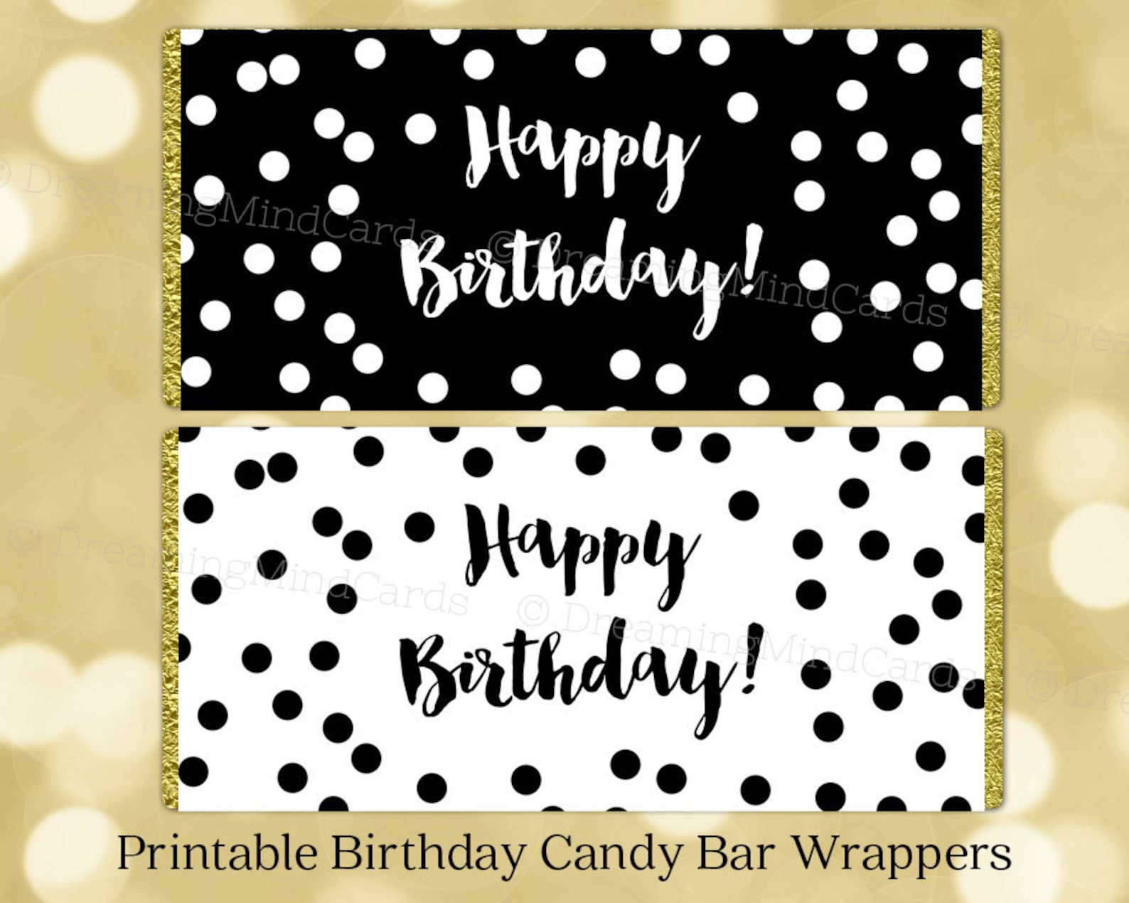 Printable Candy Bar Wrapper Happy Birthday Black and White - Etsy
