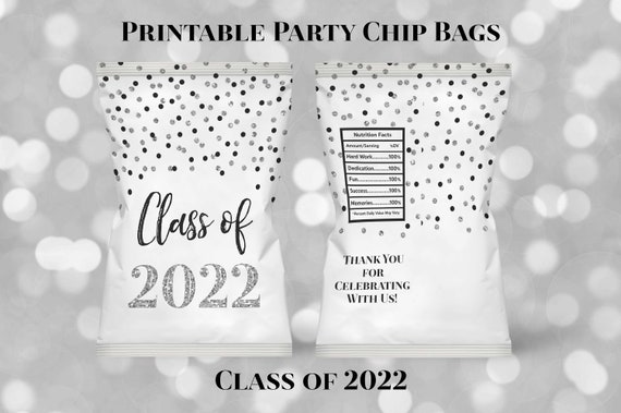 Printable Mini Chip Bag Graduation Class of 2022 Black and | Etsy