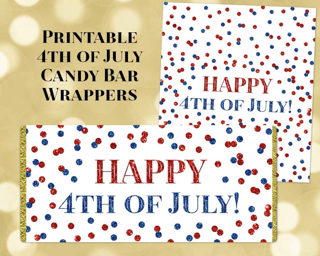 Buy Printable Candy Bar Wrapper Happy 4th of July Red White and Blue ...