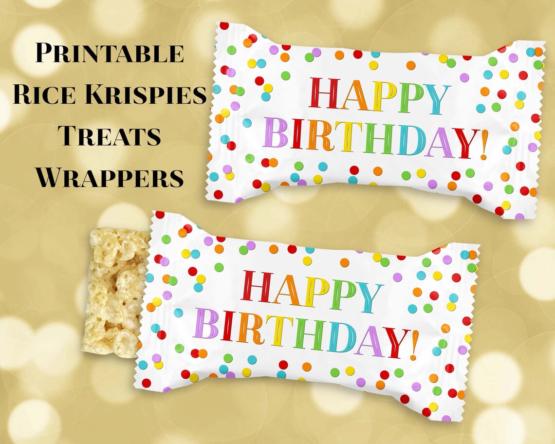 Printable Happy Birthday Rice Krispies Treats Wrapper Labels - Etsy