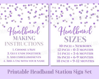 Printable Headband Making Station Instructions and Sizes Sign | Etsy