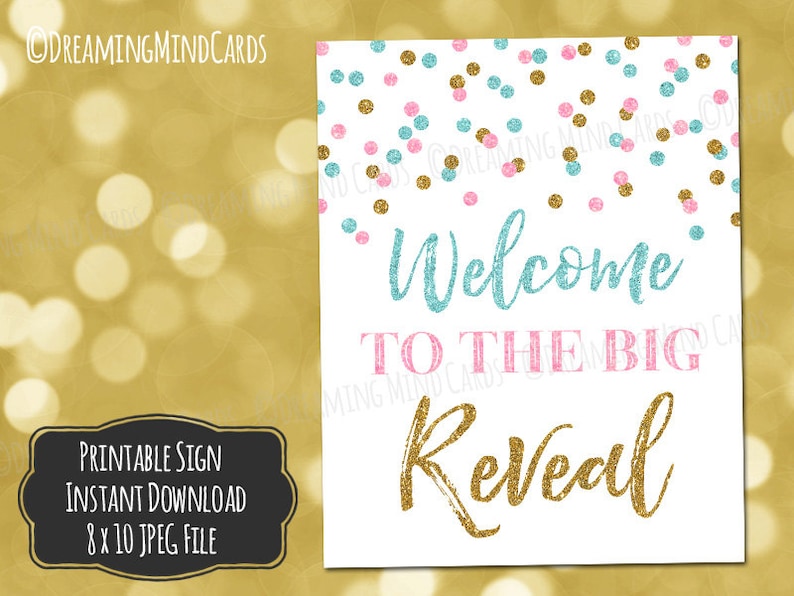 Printable Welcome to the Big Reveal Sign 8x10 and 5x7 Light - Etsy