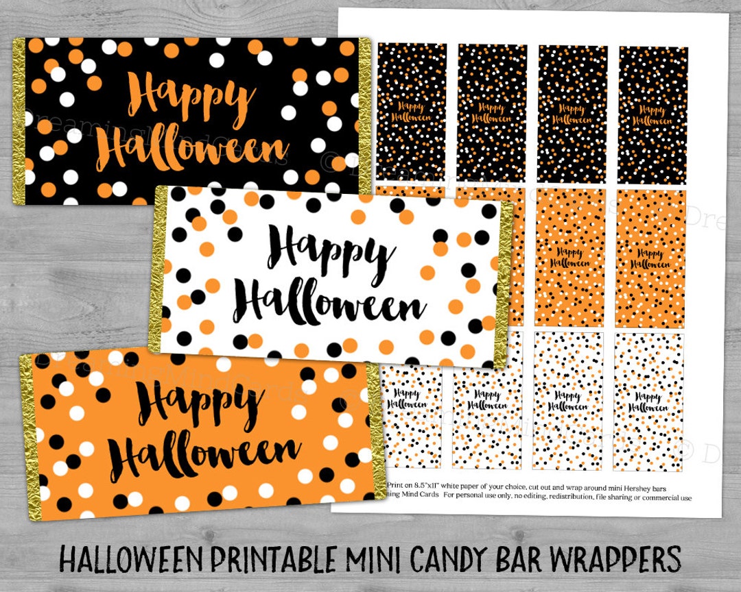 Printable Mini Candy Bar Wrapper Labels Happy Halloween Black - Etsy UK
