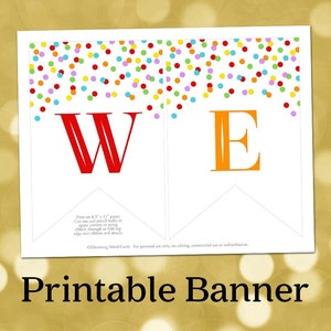 Printable Welcome Back Banner Rainbow Confetti Bunting Instant Digital ...