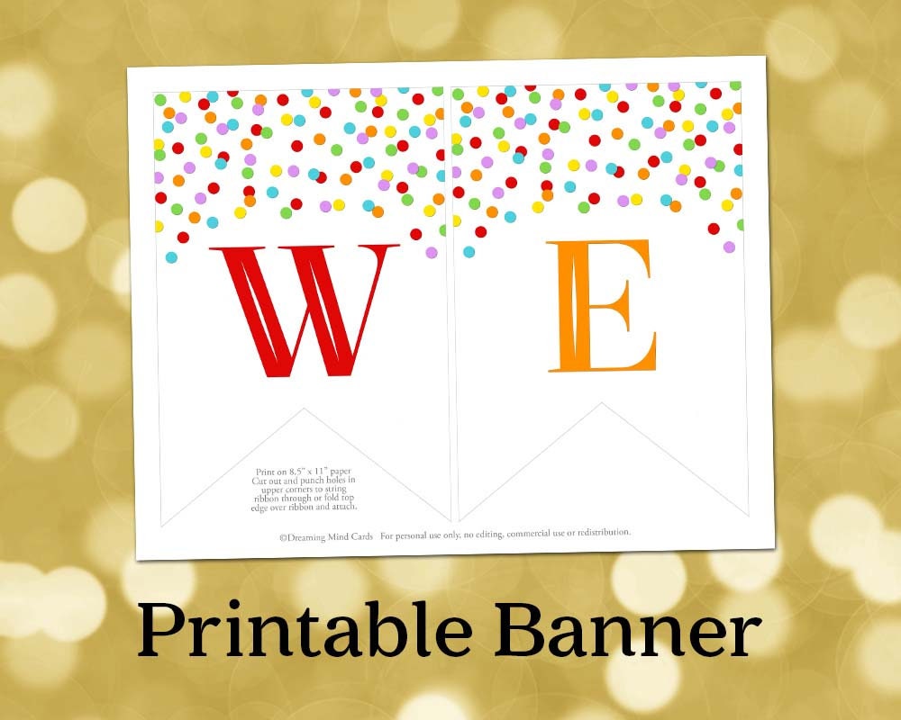 Printable Welcome Back Banner Rainbow Confetti Bunting Instant | Etsy ...