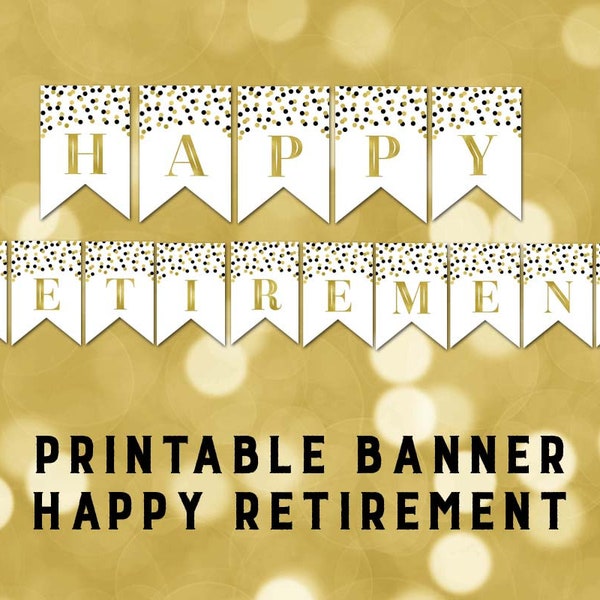 Retirement Black and Gold Banner - Etsy