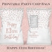 Printable Mini Chip Bag Happy 13th Birthday Rose Gold Confetti Digital ...