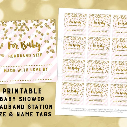 Boho Floral Headband Tag Template for Baby Shower Printable | Etsy