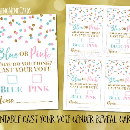 Gender Reveal Voting Cards Girl or Boy Gender Reveal Baby | Etsy