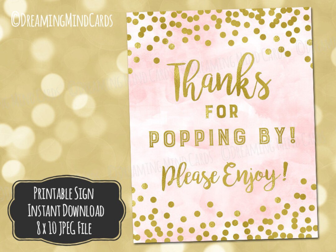 Printable Thanks for Popping by Popcorn Bar Sign 8x10 and 4x6 Light ...