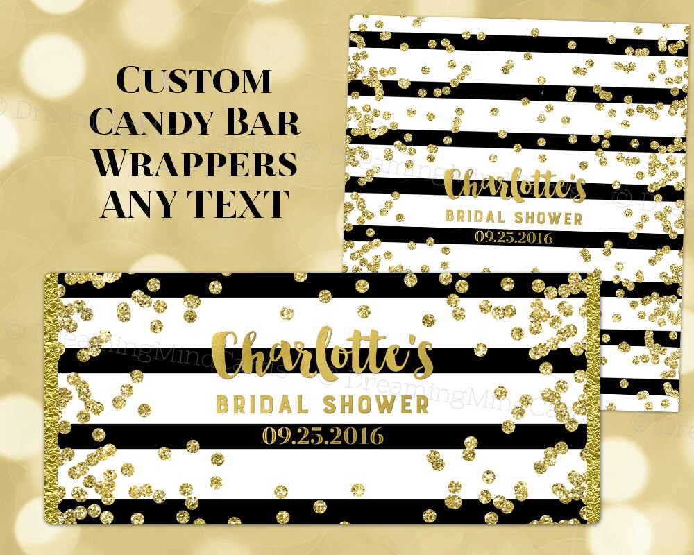 Custom Printable Candy Bar Wrapper Labels Black White Stripes | Etsy