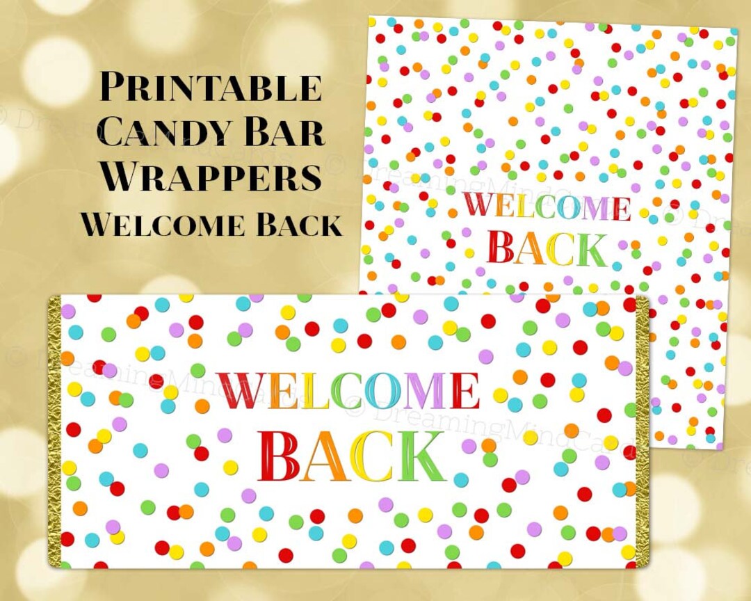 Printable Candy Bar Wrapper Welcome Rainbow Confetti Digital Download ...