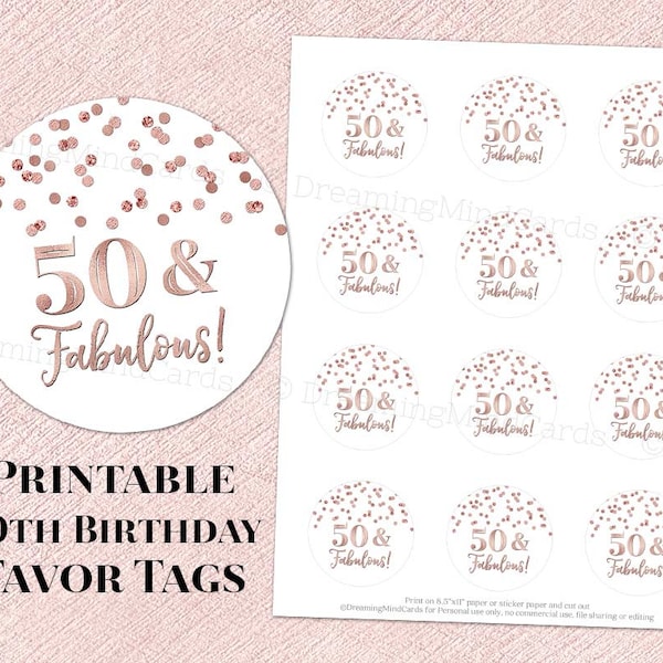 50th Birthday Labels - Etsy