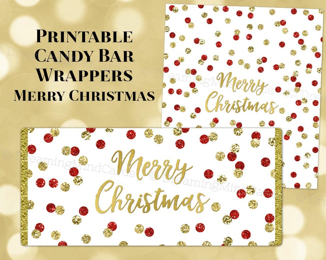 Printable Holiday Candy Bar Wrapper Labels Merry Christmas Red - Etsy