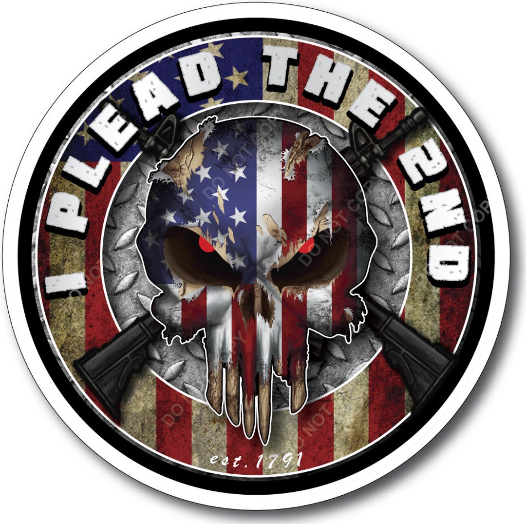 I Plead the 2nd Skull Decal Sticker Gun Rights 2nd Amendment Come and ...