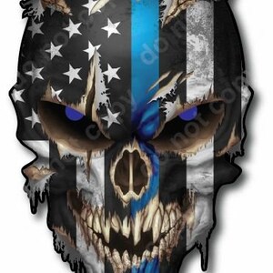 Thin Blue Line Skull American Flag Heat Transfer Iron on - Etsy