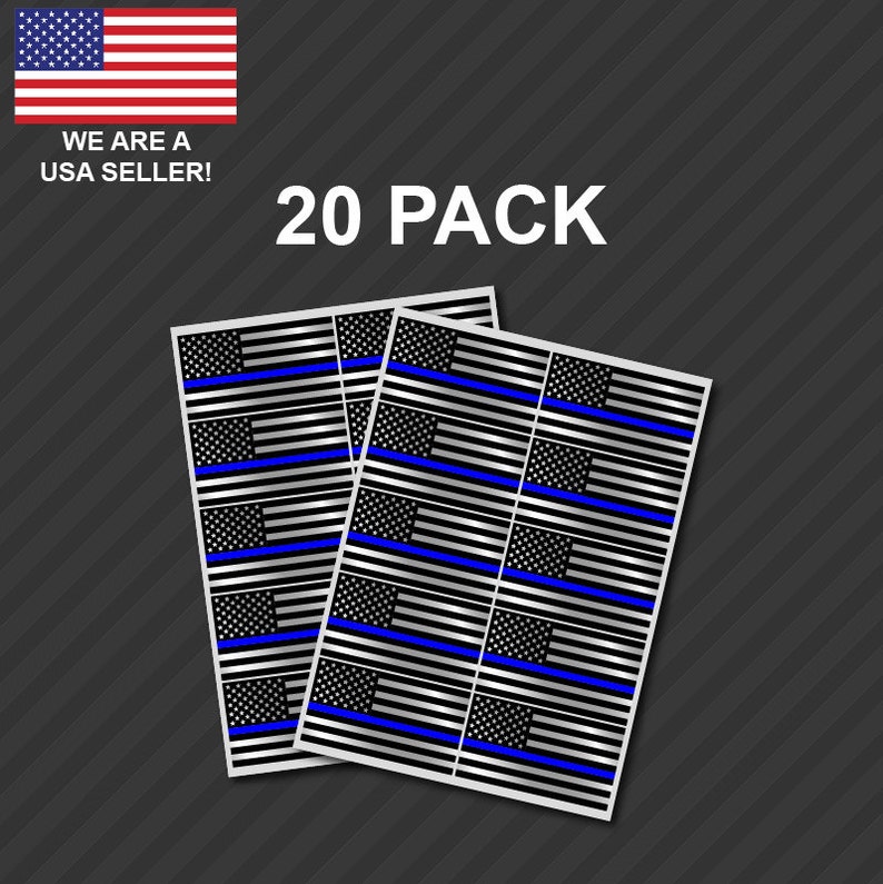 Pack of 20 Blue Line Flag Decal Thin Blue Line Sticker Police - Etsy
