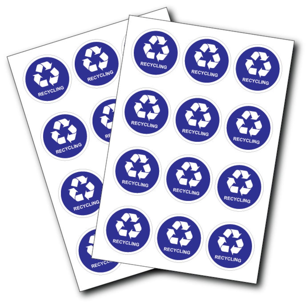 24pk RECYCLING DECALS 1.75" Recycle/bottles/cans/paper Vinyl Decal 3M ...
