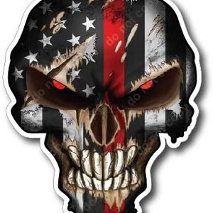 4 Pack Thin Red Line Skull Fire Fighters American Flag Vinyl - Etsy