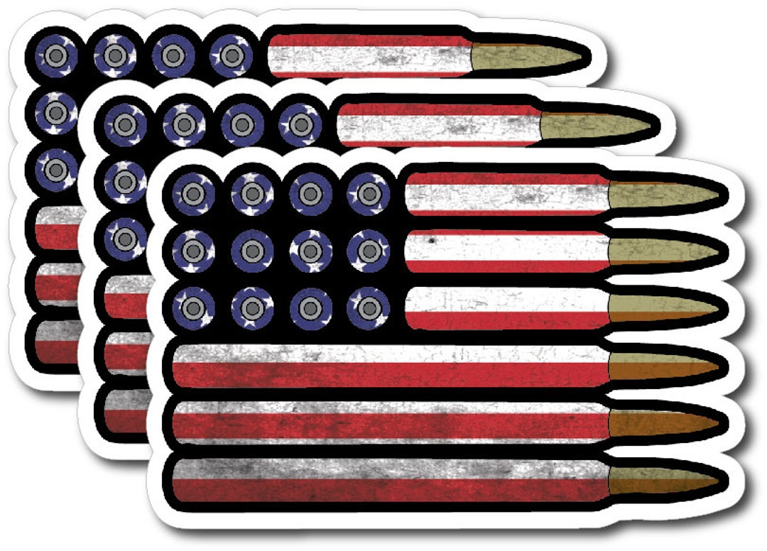 American Flag Bullet Ammo Vinyl Decal Bumper Sticker Car Window US ...