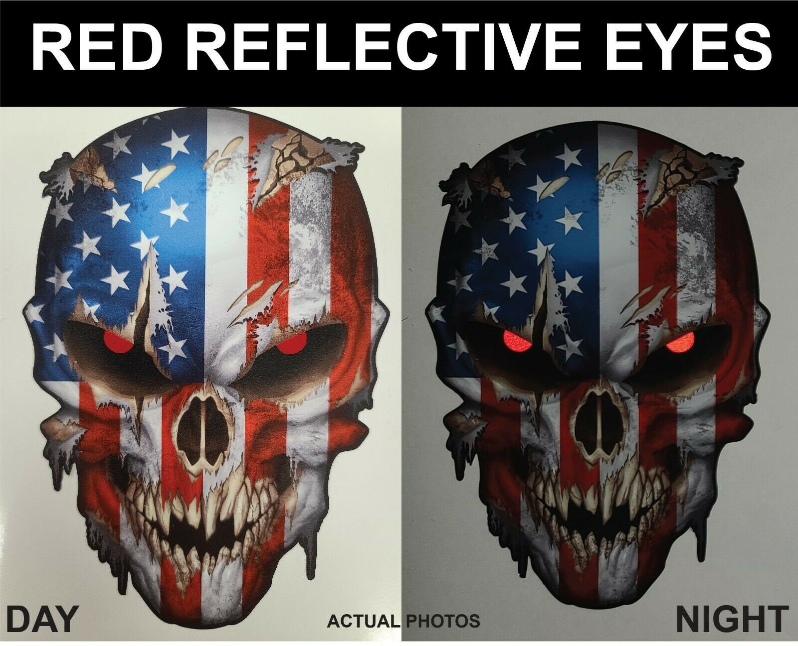 American Flag Skull Decal Reflective Eyes Sticker Car Truck - Etsy