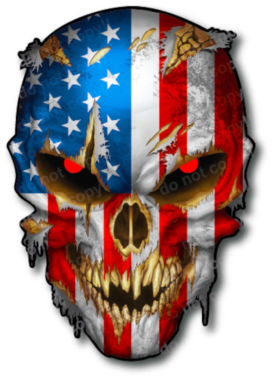 American Flag Skull Reflective 3M Decal Sticker Car Truck - Etsy