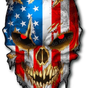 American Flag Skull Reflective 3M Decal Sticker Car Truck Window Bumper ...