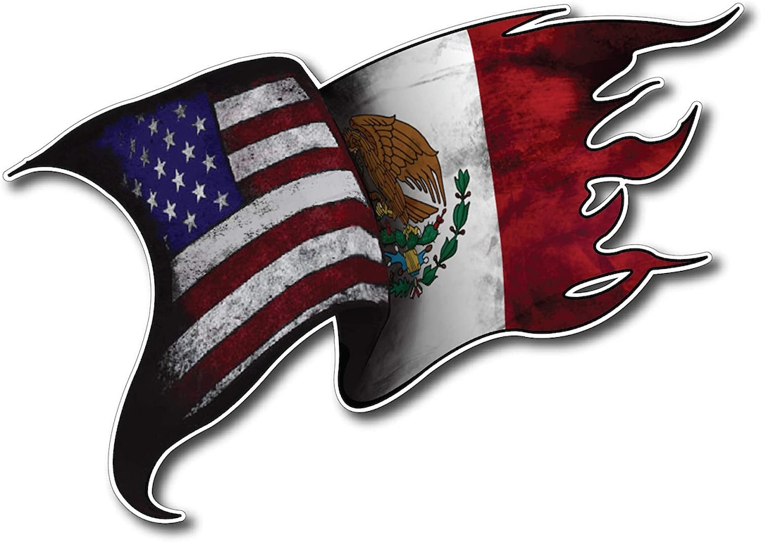 USA American Mexico Mexican Pride Country Flag Window Decal Bumper ...