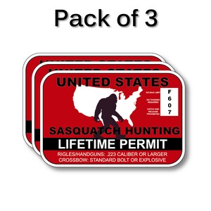 Sasquatch Hunting Permit Vinyl Decal Car Truck Laptop Sticker - Etsy