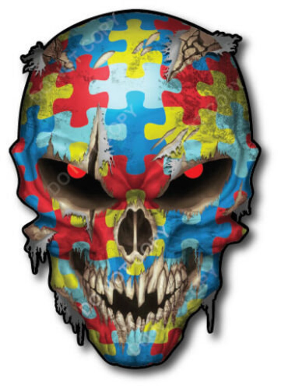 Autism Awareness Puzzle Skull Decal Sticker Car Truck Window Bumper 3M ...