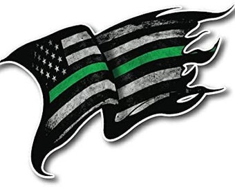 Green Line American Flag - Etsy