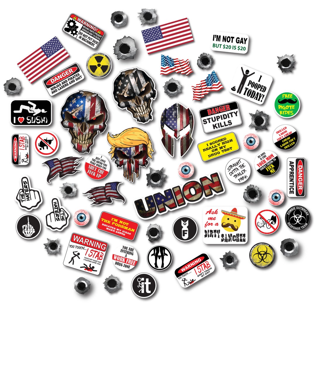 62 Funny Hard Hat Helmet Sticker Combo Value Pack Decal Union Edition ...