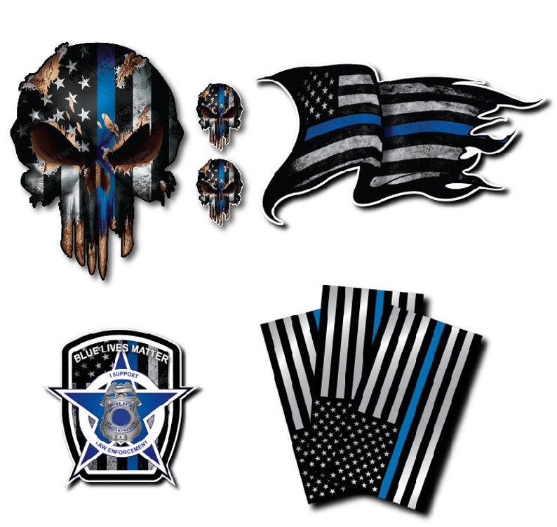 Variety 8 Pack of Thin Blue Line Police Officer Blue Lives Matter ...