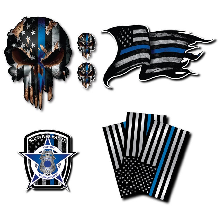 Variety 8 Pack of Thin Blue Line Police Officer Blue Lives | Etsy