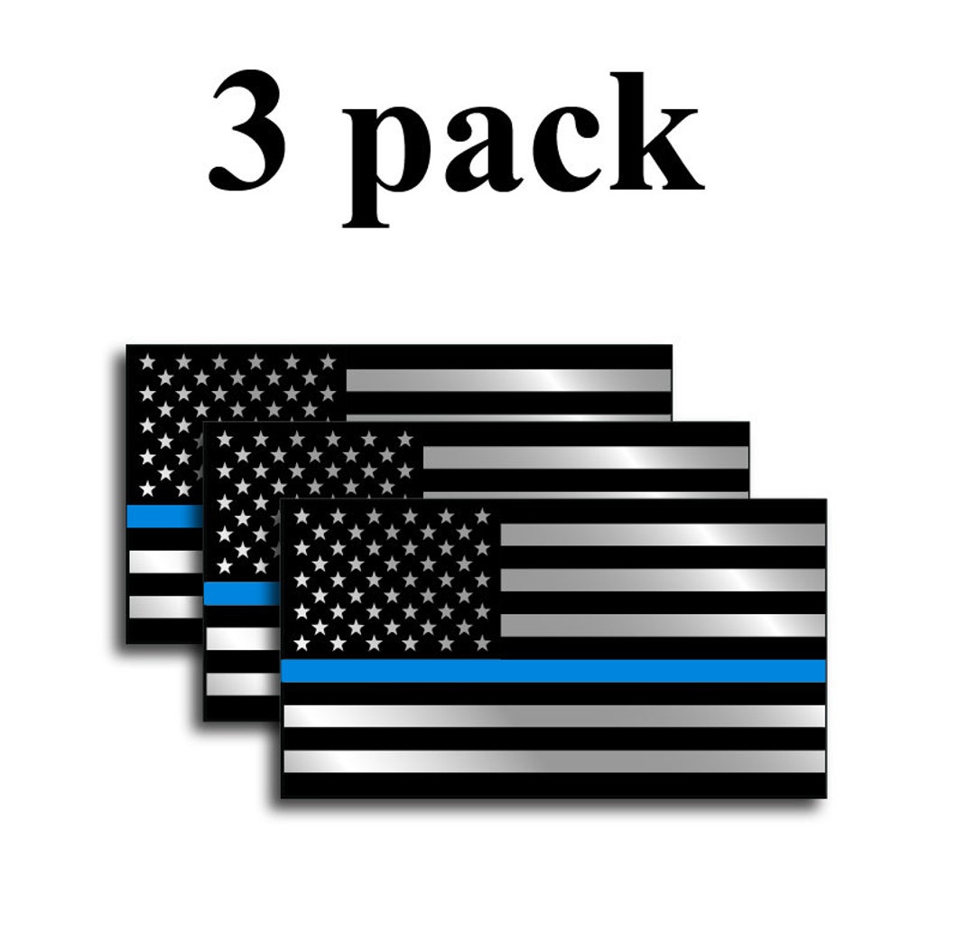 Thin Blue Line American Flag Window Decal Set of 3, Law Enforcement ...