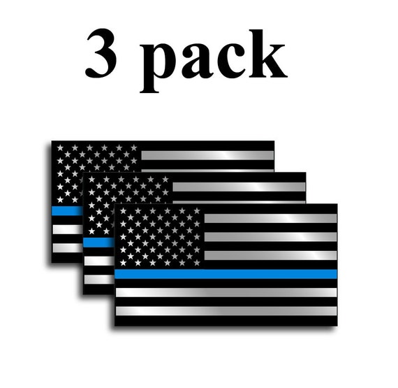 Thin Blue Line American Flag Window Decal Set of 3 Law - Etsy
