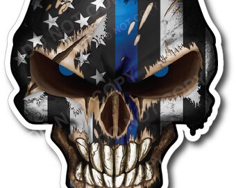 Large USA American Flag Skull Sticker Ddecal for Cars Trucks Windows ...