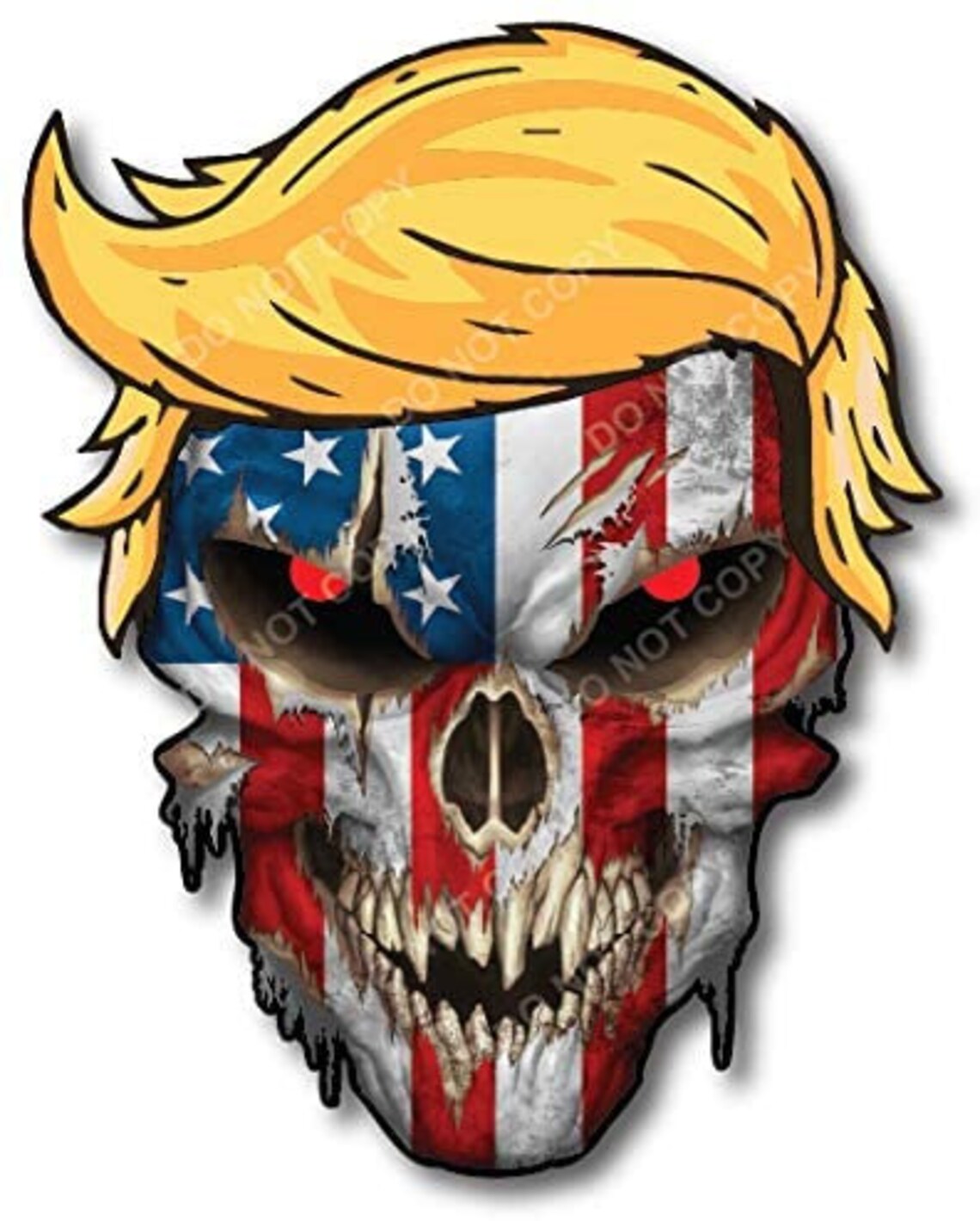 Donald Trump Hair American USA Flag Skull Decal Bumper Sticker - Etsy