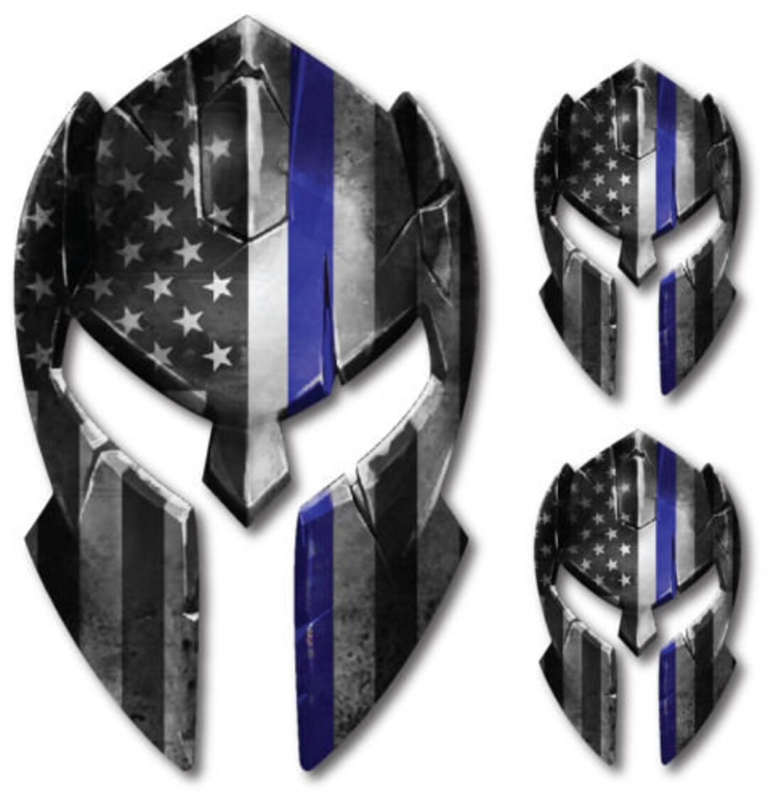 Thin Blue Line Spartan Helmet Decal Sticker Molon Labe TBL Police ...