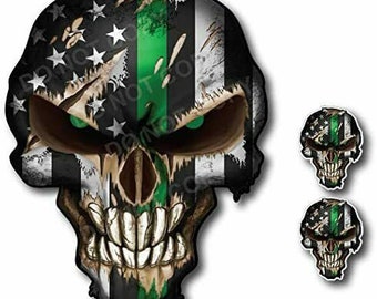 Large USA American Flag Skull Sticker Ddecal for Cars Trucks Windows ...