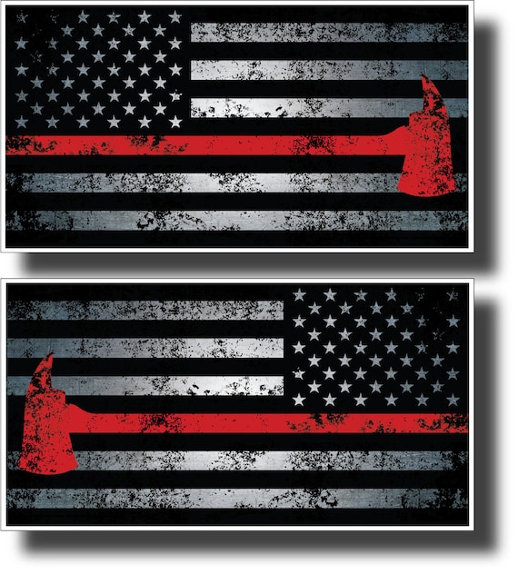 Red Lives Matter American Flag With Axe Helmet Firefighter | Etsy